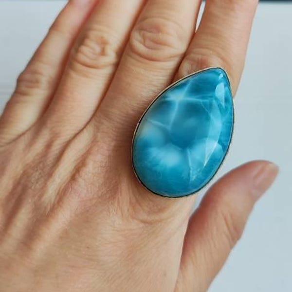 1.7 "in. Dominican Nice Deep Blue Larimar Stone Pendant Handmade - Etsy