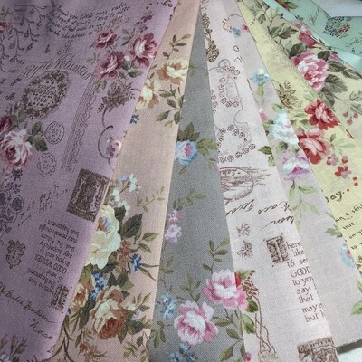 FRENCH ROSES by Clothworks Shabby Chic Cottage Core Floral Pastel ...