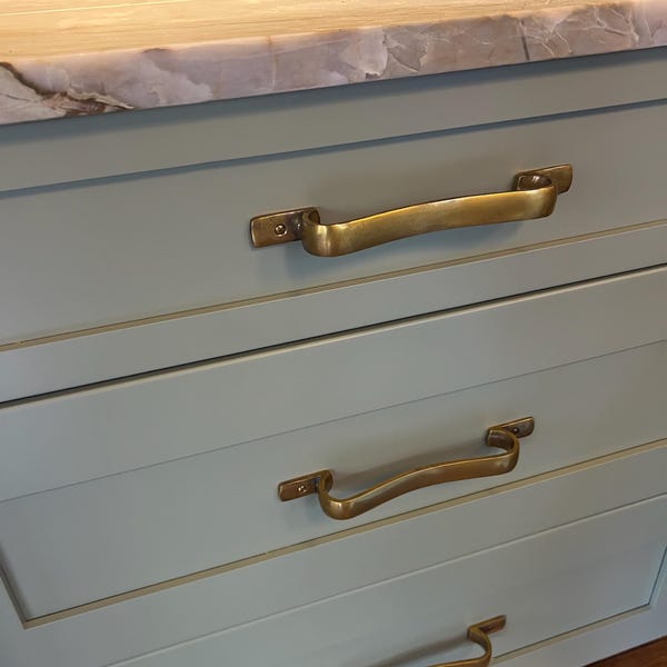 Antique Unlacquered Brass Ribbon Handles - Etsy