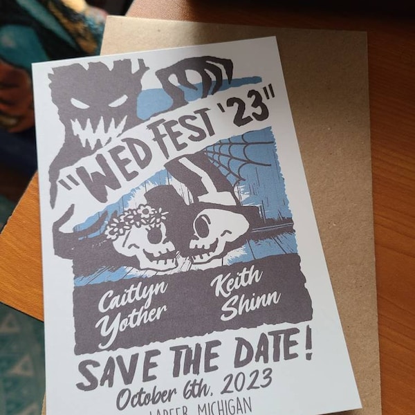 Retro Spooky Halloween Wedding Invitation: Personalized RSVP Card - Etsy