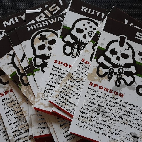 13 Gaslands Sponsor Cards, Tabletop Game Cards, Geek Gift for Gamers ...