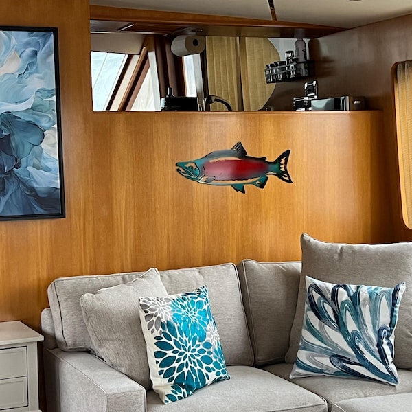 Salmon Metal Art, King Salmon Decor, Chinook Salmon Decor, Gift for ...