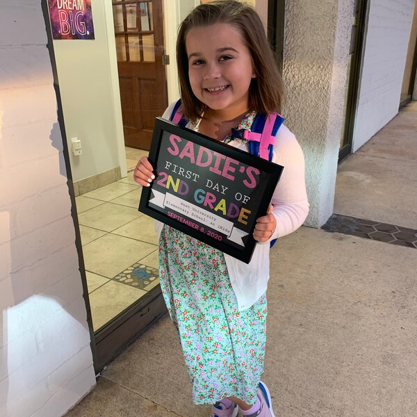 First Day of School Sign - First Day of Kindergarten Chalkboard Sign ...
