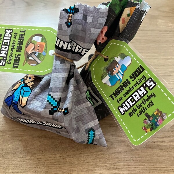 Minecrafter Birthday Party Bags, Eco-friendly, Reusable Fabric Party ...