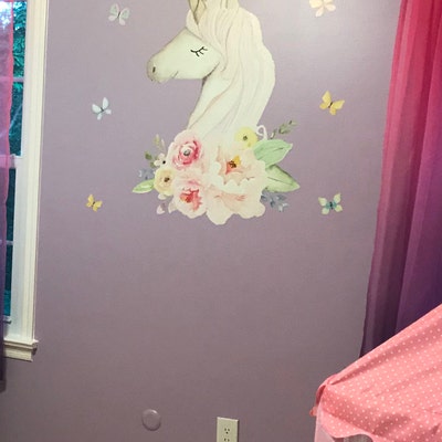 Watercolour Unicorn Head Wall Sticker, Unicorn Wall Stickers, Unicorn ...