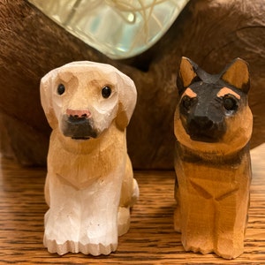 Labrador Retriever Dog Puppy Figurine Miniature 2 Inch Wooden Carving ...