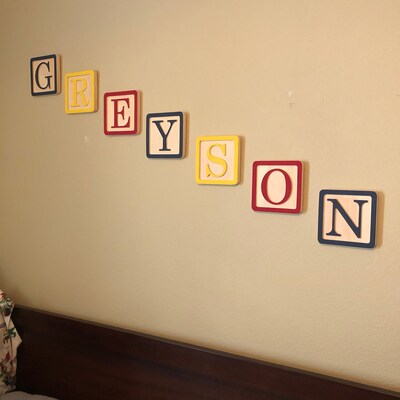 Wood Block Nursery Letters, Baby Name, Individual Wood Letters, Wooden ...