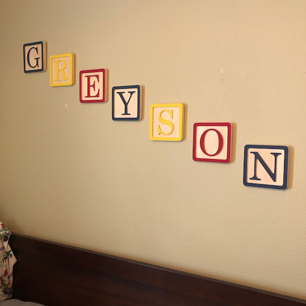 Wood Block Nursery Letters, Baby Name, Individual Wood Letters, Wooden ...