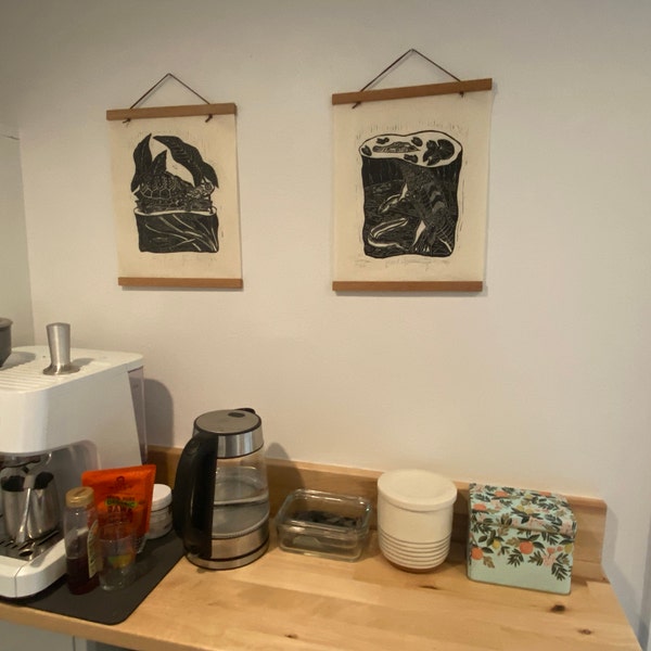 Alligator Linocut, "karst Swimming", Handmade Linocut Print - Etsy