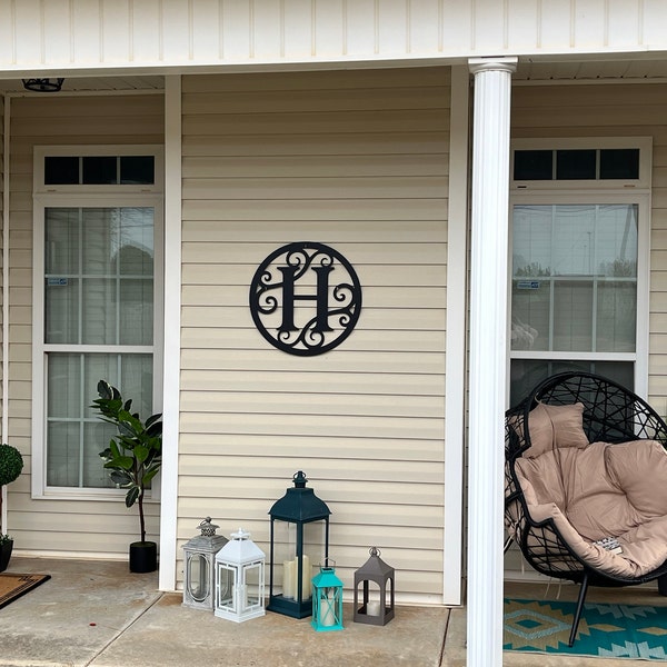 Round Personalized Metal Monogram Sign Wedding Gift. Family Name Sign ...