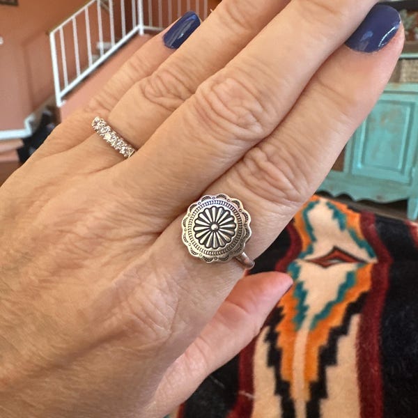 Silver Concho Ring Sterling Silver Southwest Ring Western Ring Concho ...