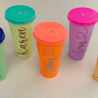 Color Changing Cold Cup W/ Matching Color Straw & Matching Color Lid ...