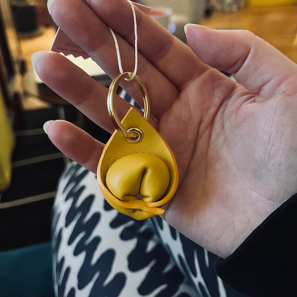 Pasta Leather Keychain in Butter, Leather Pasta Key Ring, Farfalle ...