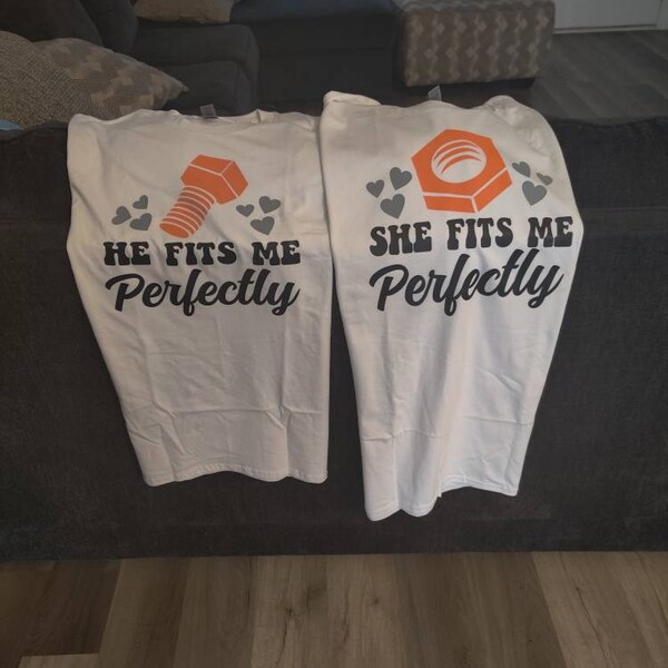 She He Fits Me Perfectly, Funny Matching Couple Valentine's Day, Funny ...