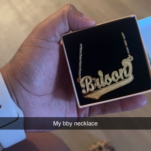 Personalized 14K Gold Plated Single Plate Name Necklace Classic 80s 90s ...