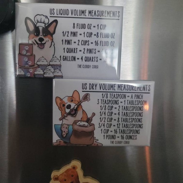 Welsh Corgi Dog Kitchen Measuring Chart Magnet Set, Baking and Cooking ...