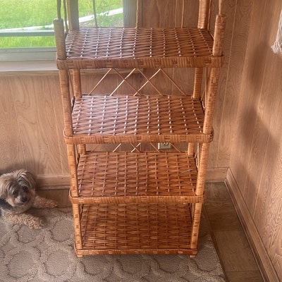 Wicker Shelving Unit Etagere Shelf,boho Furniture Decor,book Plant ...