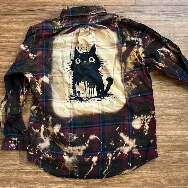 Upcycled Flannel Shirt With Bumble Bee Floral Flower Graphic Cute Boho ...