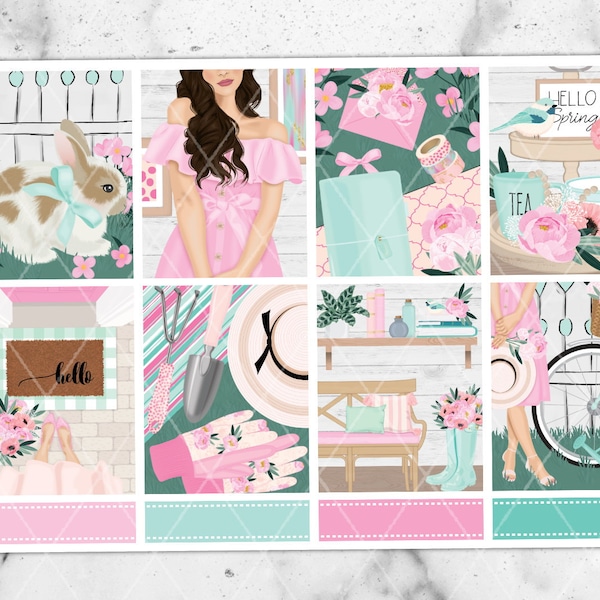 Farmhouse Spring Digital Paper Set, Printable, Floral Digital Paper ...