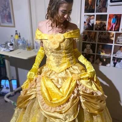 Handmade Cosplay Deluxe Princess Belle Costume, Belle Dress Cosplay ...
