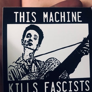 Vinyl Sticker small Woody Guthrie This Machine Kills | Etsy