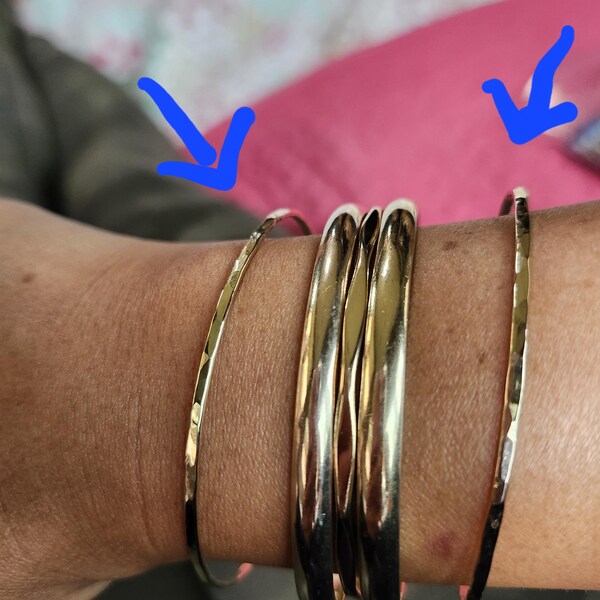 Classic 14k Gold Filled Hammered Bangle, Textured Bangle, Gold Bangle ...