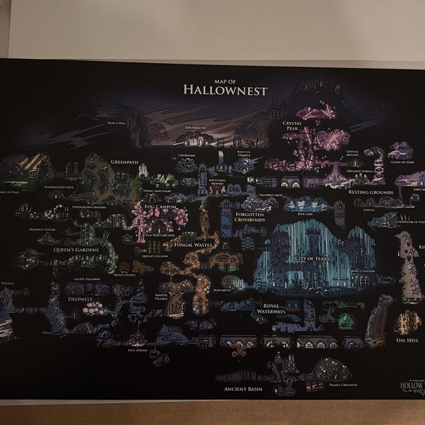 Hollow Knight Map Poster, Game Art Wall Decor, Hollownest World Map - Etsy