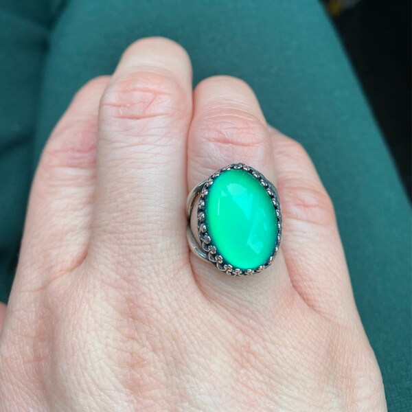 Large Silver Mood Ring | Real Color Changing Mood Ring With Mood Color ...