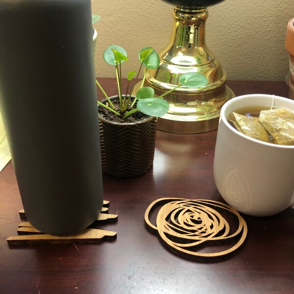 Laser-cut Doodle/scribble Bamboo Coasters (set of 4) - Etsy