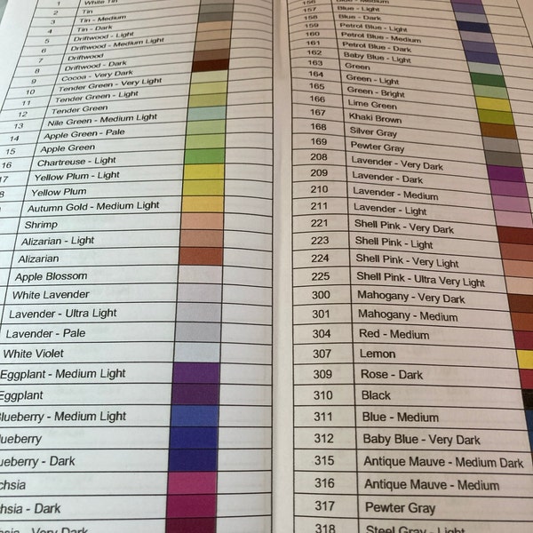 Printable DMC Thread Color Chart Tracker Inventory Sheet - Etsy