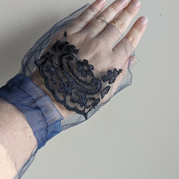 Navy Blue Bridal Veil, Face Cover Wedding Veil, Tulle Bridal Veil ...