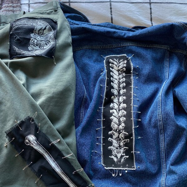 Spine Back Patch, Spinal Column, Skeleton Patch, Bones Patch, Cloth ...