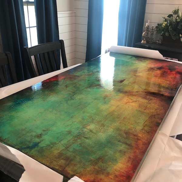 Modern Farmhouse Dining Table. Hand Painted Kitchen Table. Rustic Barn ...