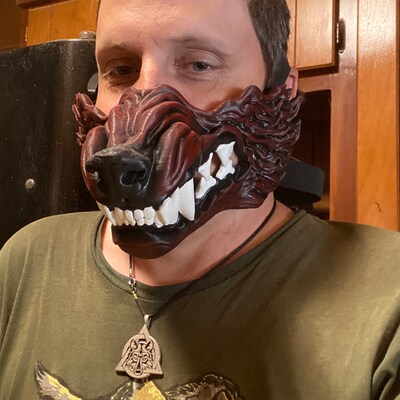 Samurai Wolf Mask, Samurai Mask, Oni Mask, Mempo Cosplay Handmade Fan ...