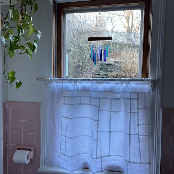 Stained Glass Curtain Panels Hand-dyed in Teal - Organic Cotton Voile ...
