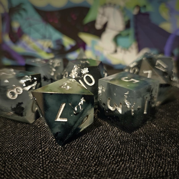 Gravensworn - Smoke Dice, Handmade Resin Sharp Edge Dice Set for Dnd, D ...