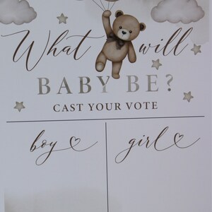 Boy or Girl Chart What Will Baby Be He or She Gender Reveal Teddy Bear ...