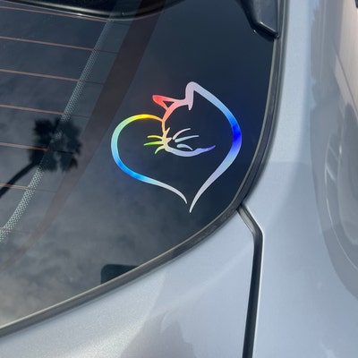 Cat Heart Vinyl Decal - Etsy