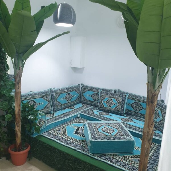 U Shaped Moroccan Sofa Set,arabic Sofa Floor Seating Set,floor Pillow ...