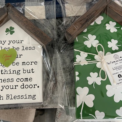 Saint Patrick's Day Irish Blessing Mini House-shaped Sign Shamrocks ...