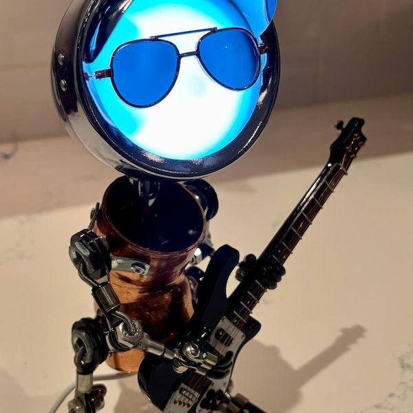 Bass Guitar Player Table Lamp|electric Bassist Desk Lamp|steampunk ...