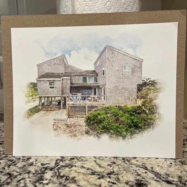 Custom House Drawing, House Illustration, Watercolor House Painting ...