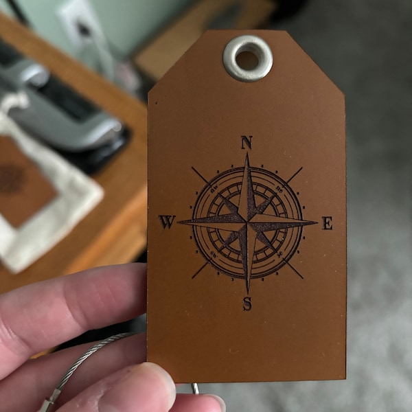 Custom Luggage Tag, Leather Luggage Tag | Compass Only - Etsy