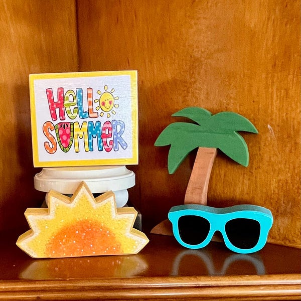 SUNGLASSES, SUN and SUMMER Signs | Wooden | Tiered Tray Decor ...