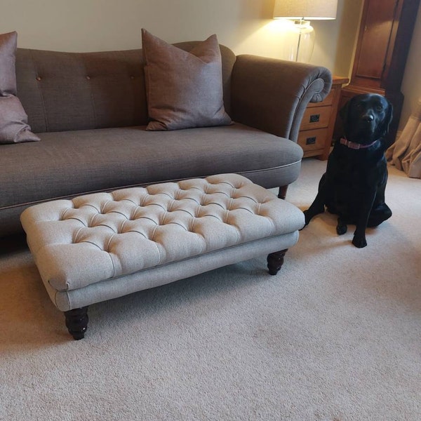 100 Cm X 54 Cm Chesterfield Style Deep Buttoned Footstool Coffee Table ...