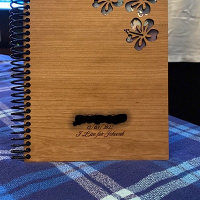 Wood Notebook. Cherry Wood or Oak Laser Engraved. oak Tree Graphic ...