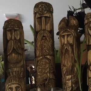 Hand Carved Wooden Slavic Pantheon. Svarog, Rod, Veles, Perun, Dajdbog ...