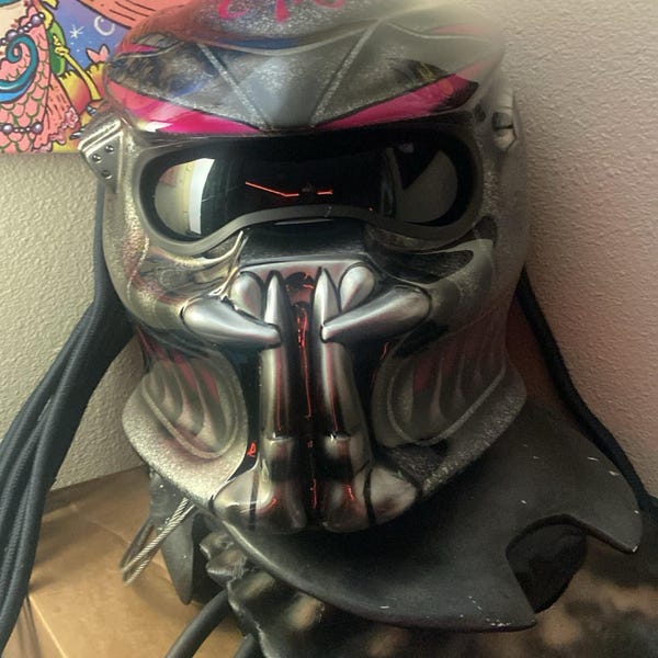 Custom Predator Motorcycle Helmet Had-painted Fire Pink (dot & Ece ...
