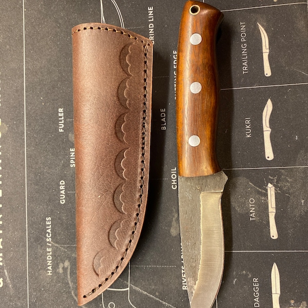 Handmade Bushcraft Knife With Sheath | Rosewood Fixed Blade Knife ...