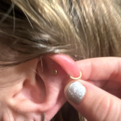 14k Gold 20G Cartilage Hoop,nose Hoop,helix Hoop,rook Hoop,tragus Hoop ...